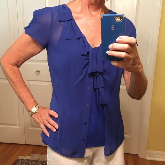 Worthington | Tops | Worthington 2 Piece Royal Blue Sheer Top Cami ...